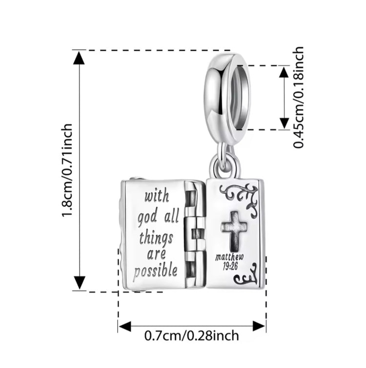 Bible Charm 925 Sterling Silver - With god all things are possible ...